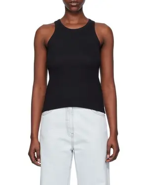 MSGM Logo Embroidered Sleeveless Ribbed Tank Top