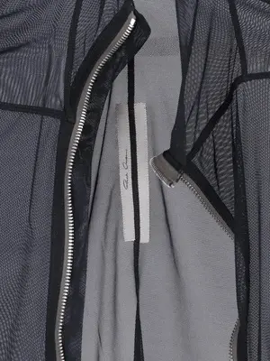 Rick Owens Sheer High Neck Zip-front Long Sleeve Top