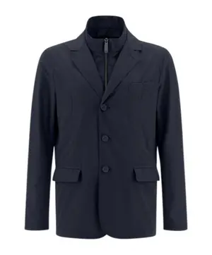 Herno Layered Buttoned Jacket With Removable Bib - Black