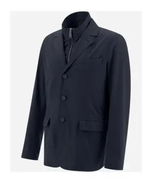 Herno Layered Buttoned Jacket With Removable Bib - Black