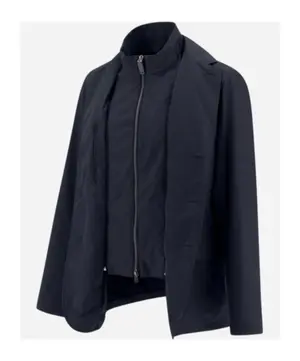 Herno Layered Buttoned Jacket With Removable Bib - Black