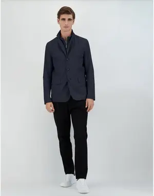 Herno Layered Buttoned Jacket With Removable Bib - Black