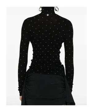 Rabanne Second-skin Studded Knit Turtleneck