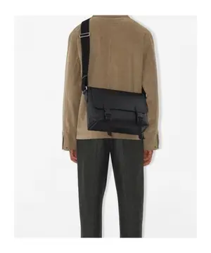 Burberry Embossed Check Buckled Messenger Bag