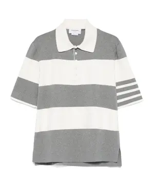Thom Browne Striped Short Sleeved Polo Shirt