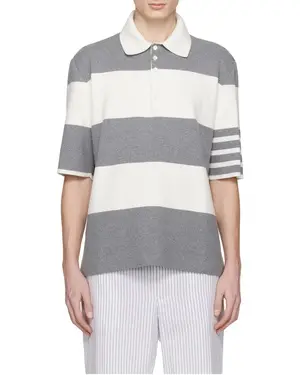 Thom Browne Striped Short Sleeved Polo Shirt