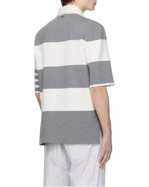 Thom Browne Striped Short Sleeved Polo Shirt