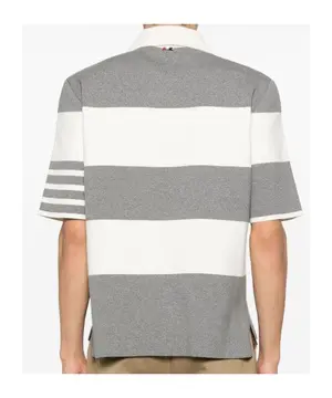 Thom Browne Striped Short Sleeved Polo Shirt