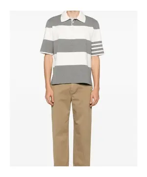 Thom Browne Striped Short Sleeved Polo Shirt