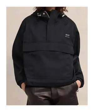 AMI Paris Logo Lettering Hooded Jacket - Black