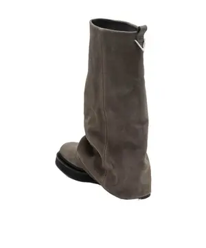 Attico Robin Suede Combat Boots - Black