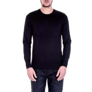Burberry Round Neck Plaid Spliced Pullover - Black