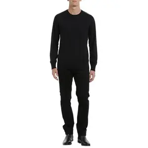 Burberry Round Neck Plaid Spliced Pullover - Black