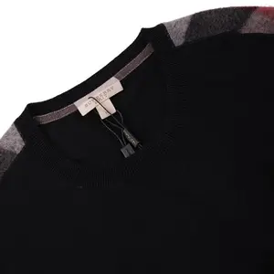 Burberry Round Neck Plaid Spliced Pullover