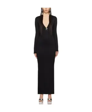 AREA V-neck Fine-ribbed Maxi Dress