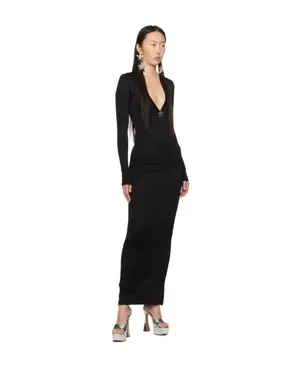 AREA V-neck Fine-ribbed Maxi Dress
