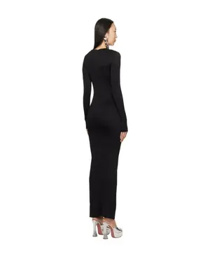 AREA V-neck Fine-ribbed Maxi Dress