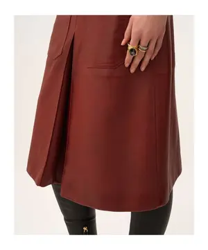 Chloé Knee-length Leather Skirt With Box Pleat And Zipper Pockets