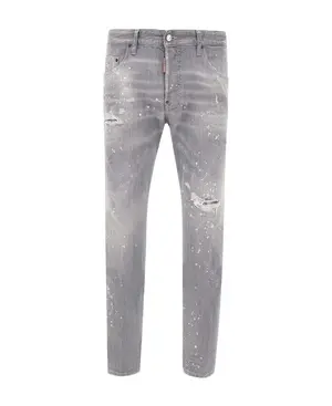 Dsquared2 Skater Distressed Paint-splatter Jeans - Gray