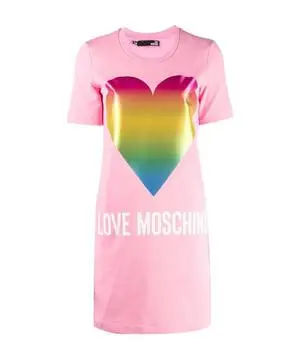 Moschino Logo Printed T-shirt Dress - Pink