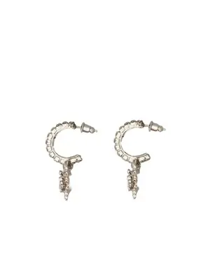 ROGER VIVIER Crystal Flower Pendant Earrings With Safety Pin Clasp