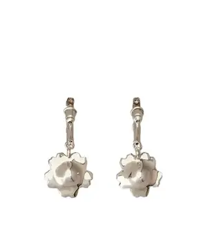 ROGER VIVIER Crystal Flower Pendant Earrings With Safety Pin Clasp