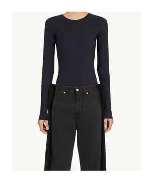 MAISON MARGIELA Long Sleeve Crewneck Bodysuit With Number Graphic - Black