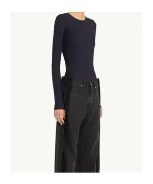 MAISON MARGIELA Long Sleeve Crewneck Bodysuit With Number Graphic - Black