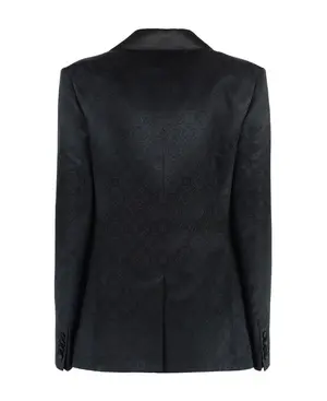 Etro Patterned Jacquard Double-breasted Blazer - Black