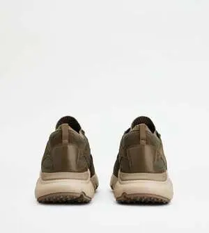 TOD'S Sock Sneakers In Calfskin Suede And Technical Knit - Brown