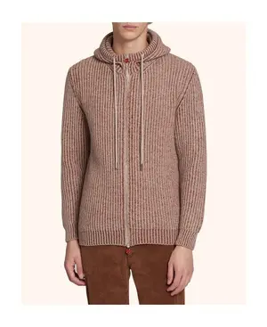 Kiton Cashmere Knitted Cardigan With Hood - Brown