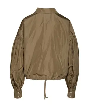 MSGM Drawstring-hem Puff-sleeved Shirt - Brown