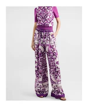 Dolce & Gabbana Majolica Printed Twill Trousers - Multicolor