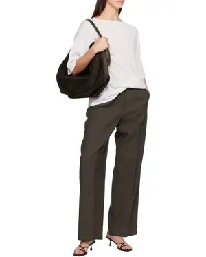 TOTEME Wide Tailored Trousers In Forest - Black