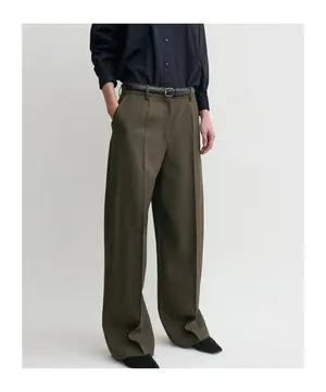 TOTEME Wide Tailored Trousers In Forest - Black