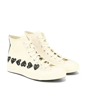 Play Comme Des Garcon High-top Sneakers With Heart Print - White