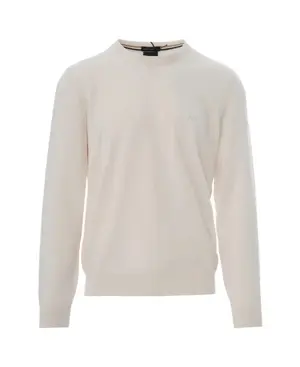 Hugo Boss Crewneck Jumper With Embroidered Logo - White