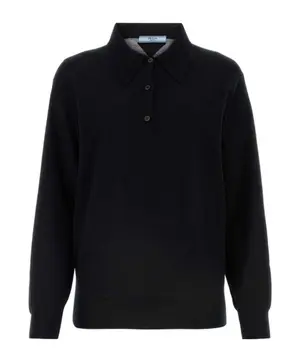 Prada Long-sleeved Knitted Polo Shirt