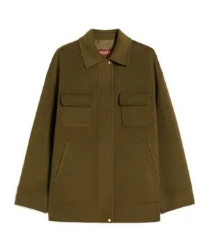 Max Mara Disco Long-sleeve Coat With Removable Vest - Khaki