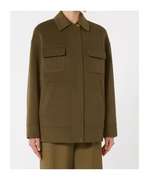 Max Mara Disco Long-sleeve Coat With Removable Vest - Khaki