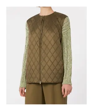 Max Mara Disco Long-sleeve Coat With Removable Vest - Khaki