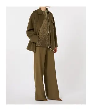 Max Mara Disco Long-sleeve Coat With Removable Vest - Khaki