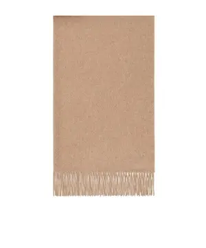 Max Mara Logo Embroidered Fringed Scarf - Nude