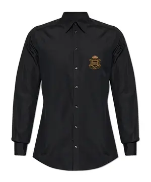 Dolce & Gabbana Dolce Gabbana Martini Heraldic Patch Shirt - Black