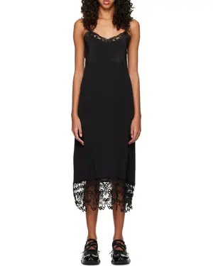 Simone Rocha Lace Trim V-neck Midi Dress