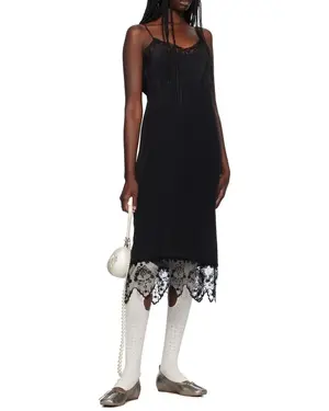 Simone Rocha Lace Trim V-neck Midi Dress