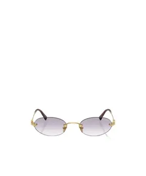 Miu Miu Oval Frame Sunglasses - Gold/clear/dark Grey