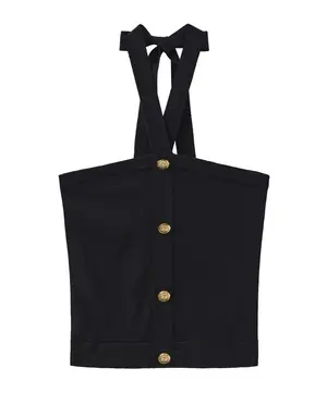 Marissa Chiara Halter Neck Button-up Top - Black