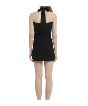 Marissa Chiara Halter Neck Button-up Top - Black