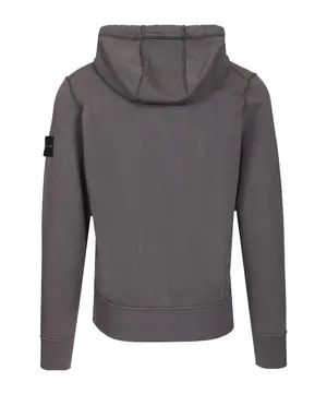 Stone Island Logo Patch Zip-up Hoodie - Grey